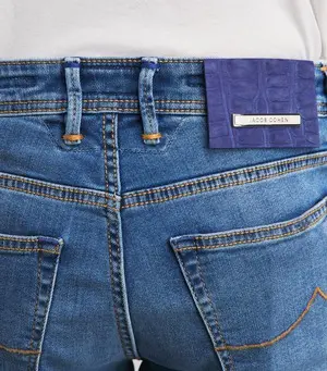 Jacob Cohen Crocodile Leather Patch Straight Jeans