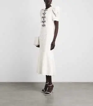 Rebecca Vallance Dillon Midi Dress With Diamante Bows - Ivory