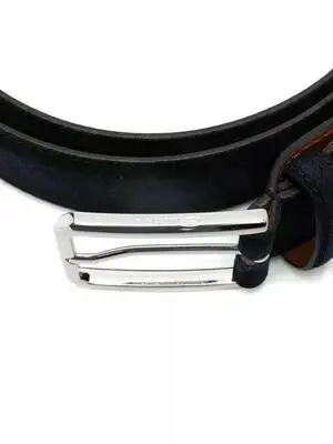 Santoni Suede Belt With Rectangle Buckle