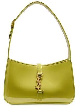 Saint Laurent Le 5 À 7 Patent Leather Shoulder Bag - Lime