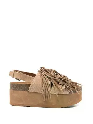 Ash Fringed Platform Sandals - Neutrals