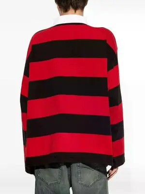 Balenciaga Striped Embroidered-logo Polo Shirt