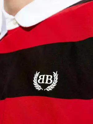 Balenciaga Striped Embroidered-logo Polo Shirt