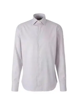 Canali Micro-check Long-sleeve Shirt - Grey