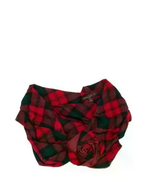 LOUIS VUITTON Tartan Mini Cape With Rosette Detail - Red