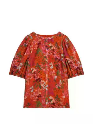 Ted Baker London Floral Puff Sleeve Top - Red