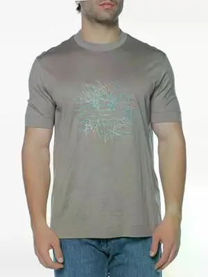 Emporio Armani Logo-embroidered T-shirt - Neutrals
