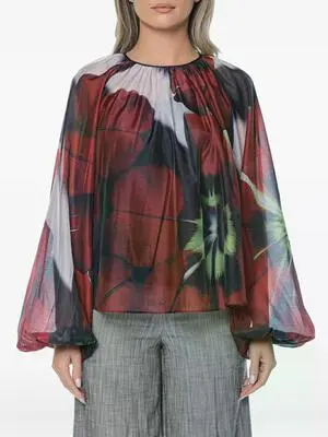 Ted Baker London Elaia Floral-print Puff-sleeve Blouse - Blue