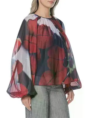 Ted Baker London Elaia Floral-print Puff-sleeve Blouse