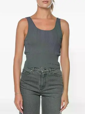 Armani Exchange Ribbed Knit Logo Embroidered Top