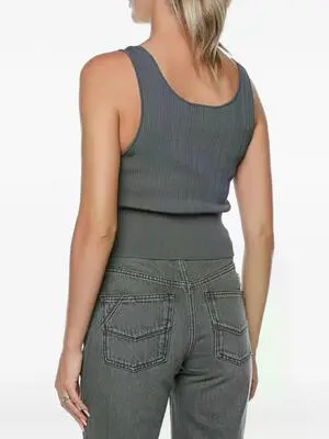 Armani Exchange Ribbed Knit Logo Embroidered Top