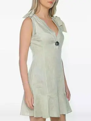 Armani Exchange Linen V-neck Ruffled Dress