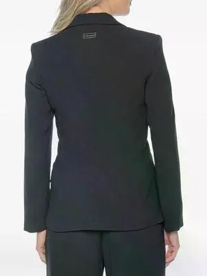 Armani Exchange Single-breasted Blazer With Logo Plaque - Black