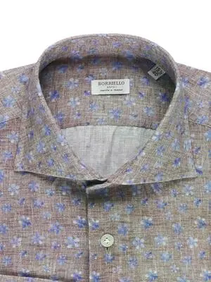 BORRIELLO NAPOLI Floral-print Spread-collar Shirt