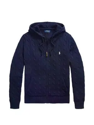 Polo Ralph Lauren Cable Knit Zip-up Hooded Cardigan - Blue