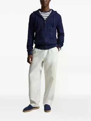 Polo Ralph Lauren Cable Knit Zip-up Hoodie - Blue