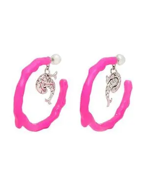 Emilio Pucci Resin And Bronze Hoop Earrings With Charm Detail - Fuchsia