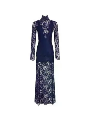 Rabanne Long-sleeved Lace Maxi Dress - Blue