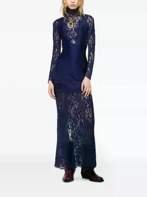 Rabanne Long-sleeved Lace Maxi Dress - Blue