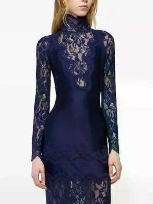 Rabanne Long-sleeved Lace Maxi Dress - Blue