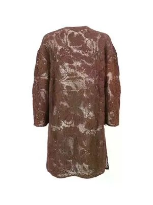 KANGRA Sequin Embellished Floral Embroidery Coat
