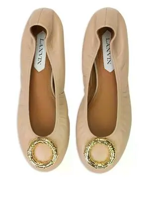 LANVIN Leather Ring-detail Ballet Flats
