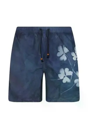 ESCAPISTA Garment-dyed Floral-print Drawstring Swim Shorts - Blue