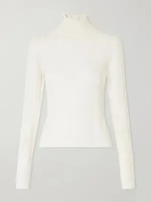Ralph Lauren Open-knit Silk And Cashmere-blend Turtleneck Sweater