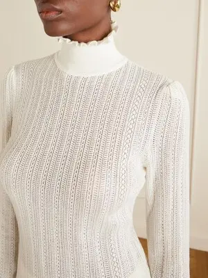 Ralph Lauren Open-knit Silk And Cashmere-blend Turtleneck Sweater