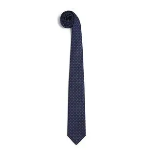 Isaia Silk Floral Neck Tie - Blue