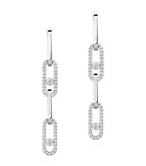 Messika Move Link Convertible Diamond Earrings In White Gold - Silver