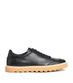 Isaia Leather Low-top Sneakers With Lug Sole