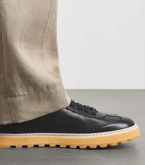 Isaia Leather Low-top Sneakers With Lug Sole