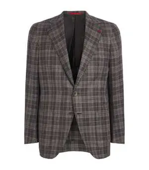 Isaia Wool-cashmere-silk-linen Check Blazer