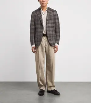 Isaia Wool-cashmere-silk-linen Check Blazer