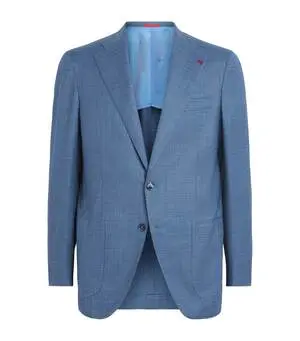 Isaia Wool Single-breasted Blazer - Blue