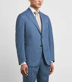 Isaia Wool Single-breasted Blazer - Blue