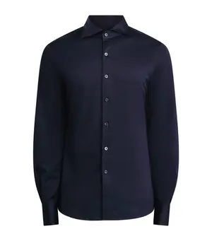 Isaia Cotton Jersey Shirt - Navy