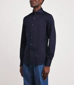 Isaia Cotton Jersey Shirt - Navy