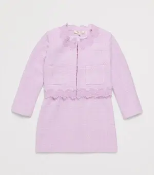 LoveShackFancy Tweed Lace-trimmed Mini Dress