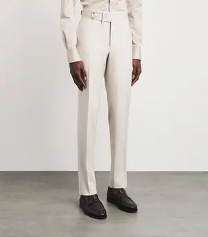 Isaia Wool-silk-linen Blend Tailored Trousers