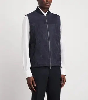 Isaia Suede Quilted Gilet
