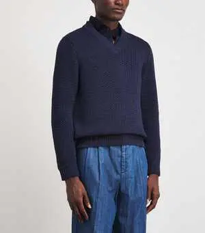 Isaia Silk-cotton V-neck Sweater