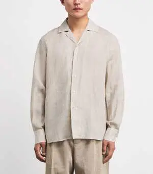 Isaia Linen Camp-collar Shirt