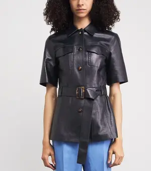 Lafayette 148 New York Lambskin Belted Jacket