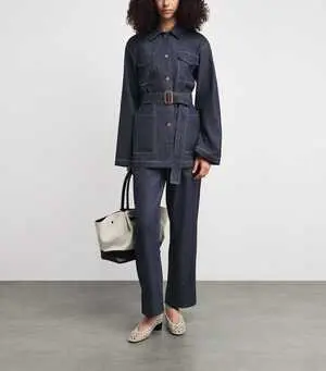 Lafayette 148 New York Chambray Belted Jacket