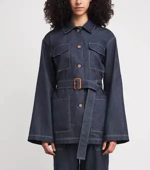 Lafayette 148 New York Chambray Belted Jacket