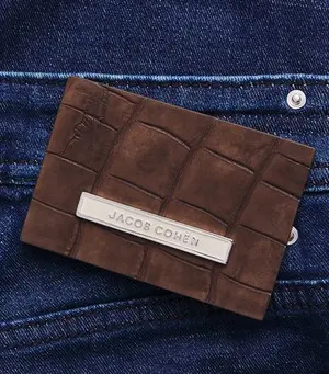 Jacob Cohen Straight Leg Jeans With Crocodile Leather Patch