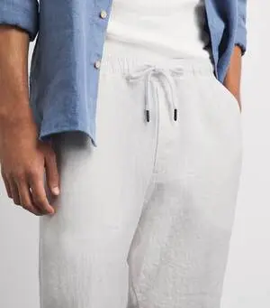 Derek Rose Linen Vienna Straight Trousers - White
