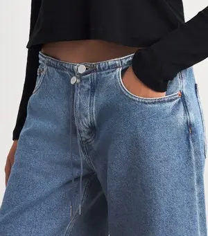Still Here Cool Denim Shorts With Drawstring Waist - Blue